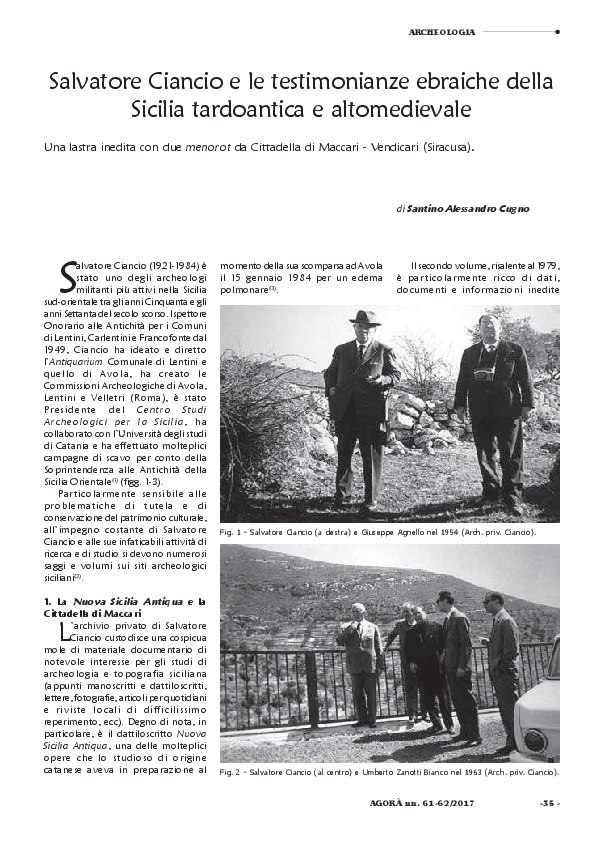 (PDF) Salvatore Ciancio e le testimonianze ebraiche della Sicilia ... (PDF) Salvatore Ciancio e le testimonianze ebraiche della Sicilia ...