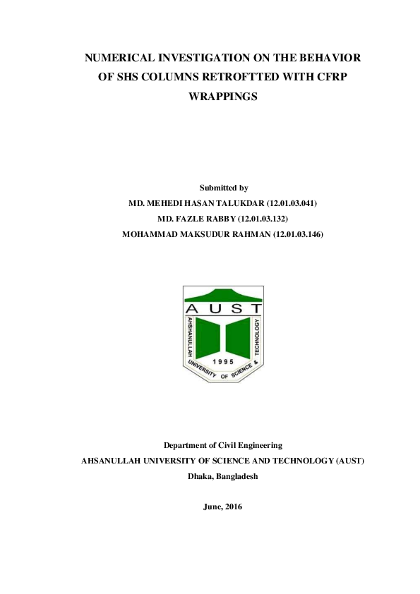(PDF) Numerical Investigation on the Behavior of SHS Columns Retrofitted with CFRP Wrappings.pdf