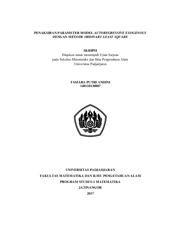 (PDF) PENAKSIRAN PARAMETER MODEL AUTOREGRESSIVE EXOGENOUS DENGAN METODE ORDINARY LEAST SQUARE