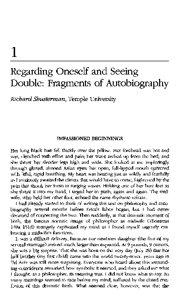 (PDF) Regarding Oneself and Seeing Double:Fragments of Autobiography