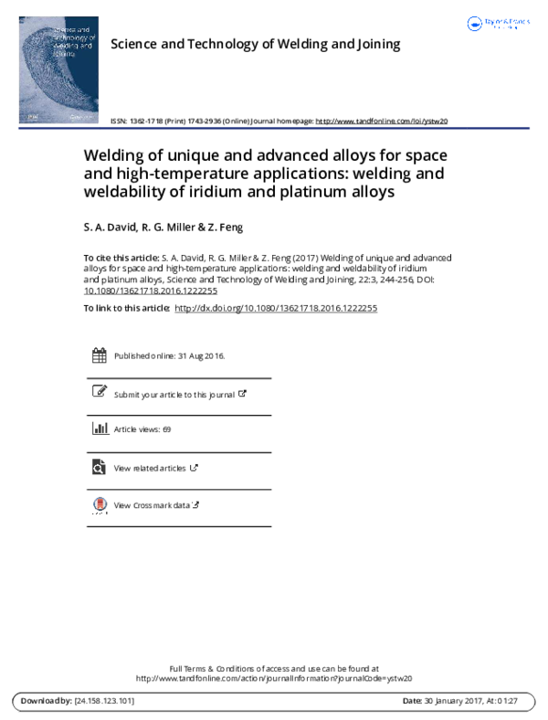 (PDF) Science and Technology of Welding and Joining Welding of unique ...