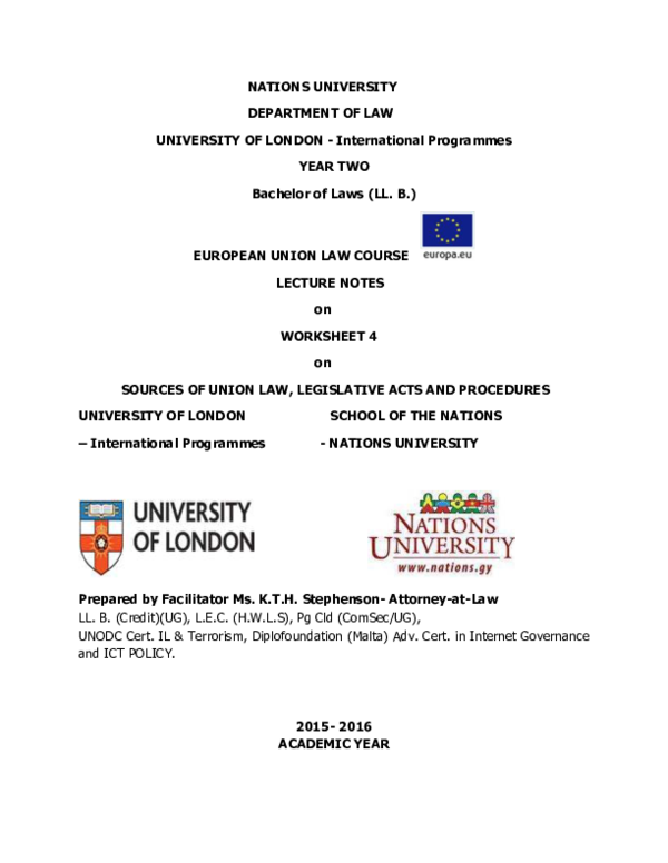 European Union Worksheet