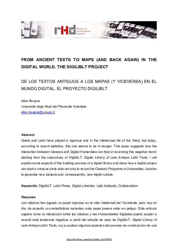 From Ancient Texts to Maps (and Back Again) in the Digital World. The ...