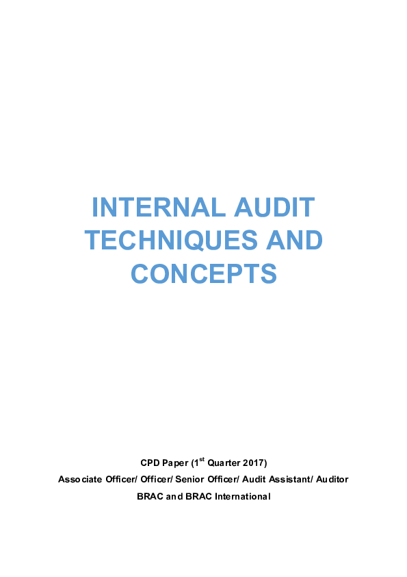 (PDF) INTERNAL AUDIT TECHNIQUES AND CONCEPTS