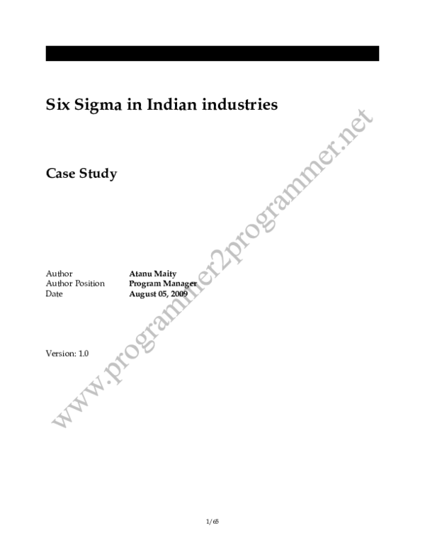 (DOC) Six Sigma in Indian industries Case Study | Sakshi Singh ...