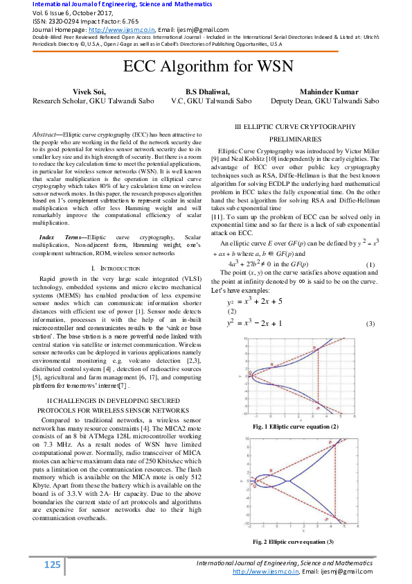 (PDF) ECC Algorithm for WSN