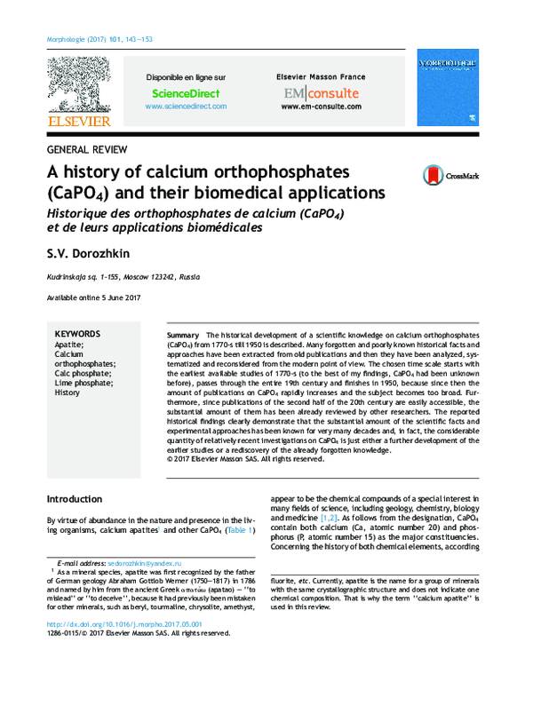 (PDF) A history of calcium orthophosphates (CaPO4) and their biomedical ...