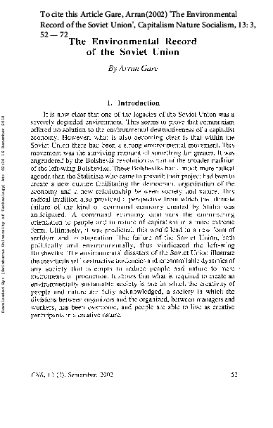 (PDF) The Environmental Record of the Soviet Union