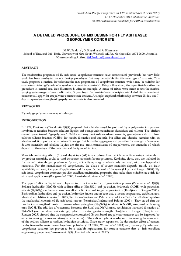 (PDF) A DETAILED PROCEDURE OF MIX DESIGN FOR FLY ASH BASED GEOPOLYMER ...