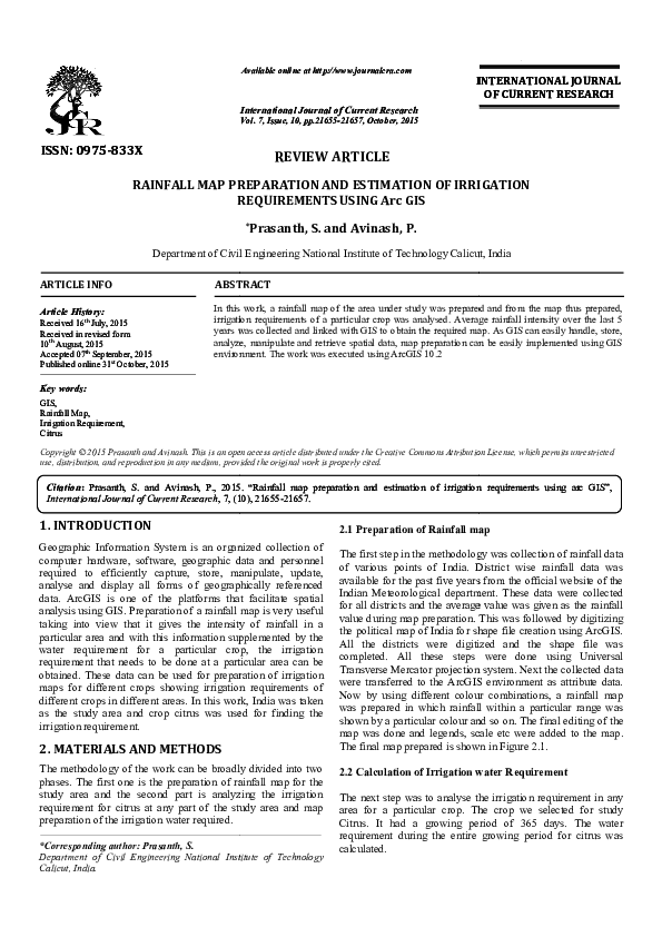 (PDF) Rainfall map preparation and estimation of irrigation ...