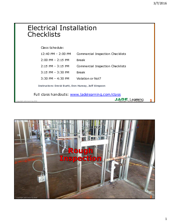 (PDF) Electrical Installation Checklists