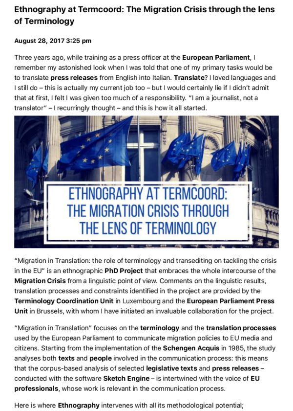 (PDF) Ethnography at Termcoord: The Migration Crisis through the lens ...