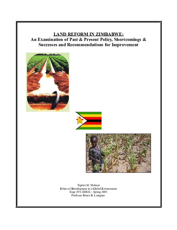 (DOC) Land Reform in Zimbabwe