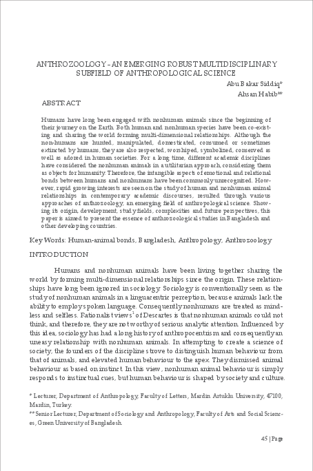 (PDF) Anthrozoology –an emerging robust multidisciplinary subfield of ...
