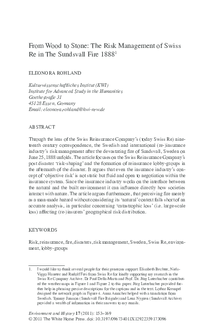 (PDF) From Wood to Stone: The Risk Management of Swiss Re in The ...