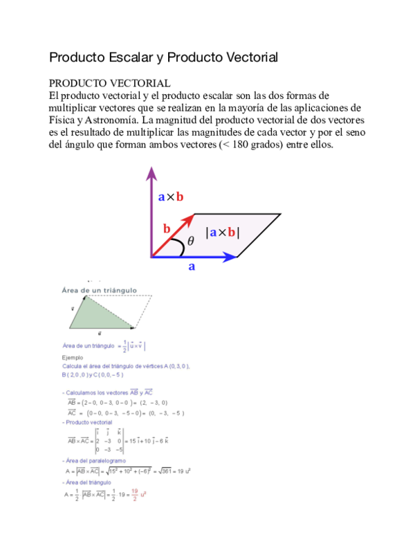 (PDF) Producto Escalar y Producto Vectorial