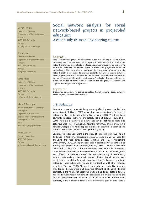 (PDF) Social network analysis for social network-based projects in ...