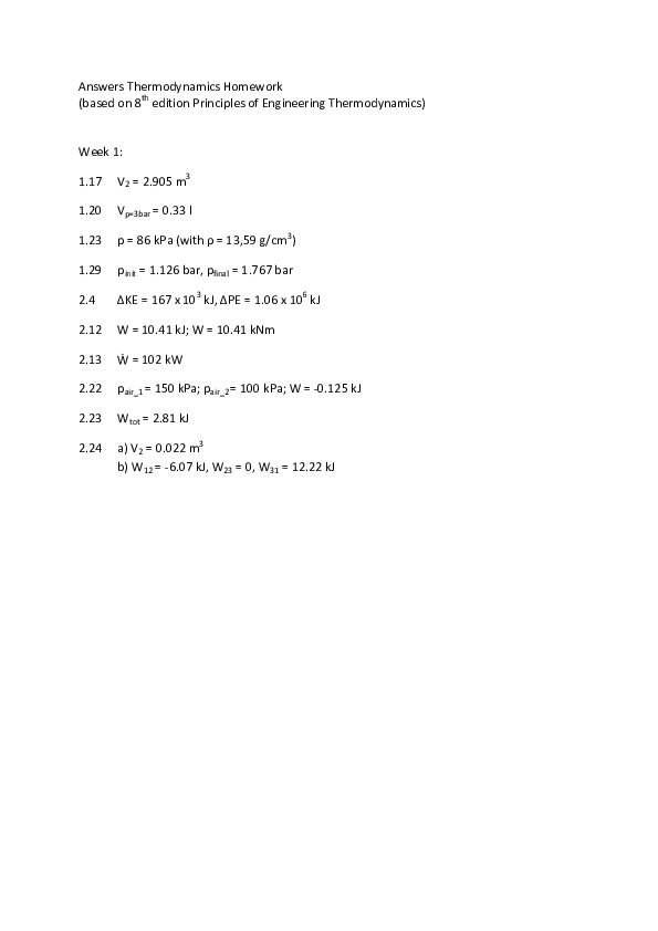 (PDF) Answers Thermodynamics Homework 15 16 wk1 2 | Manon Buyle ...