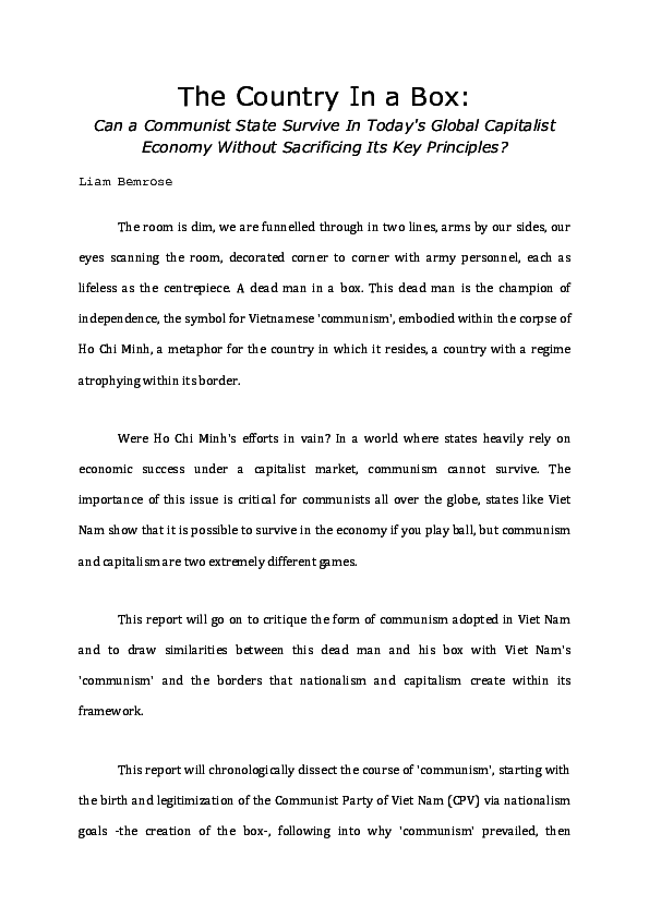 (DOC) The Country In a Box: Can a Communist State Survive In Today's ...