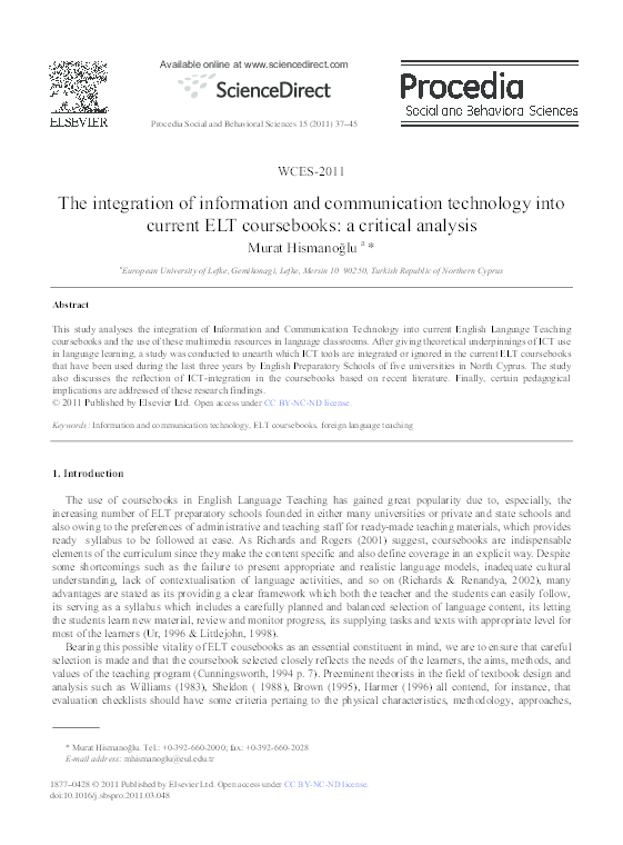 (PDF) The integration of information and communication technology into ...