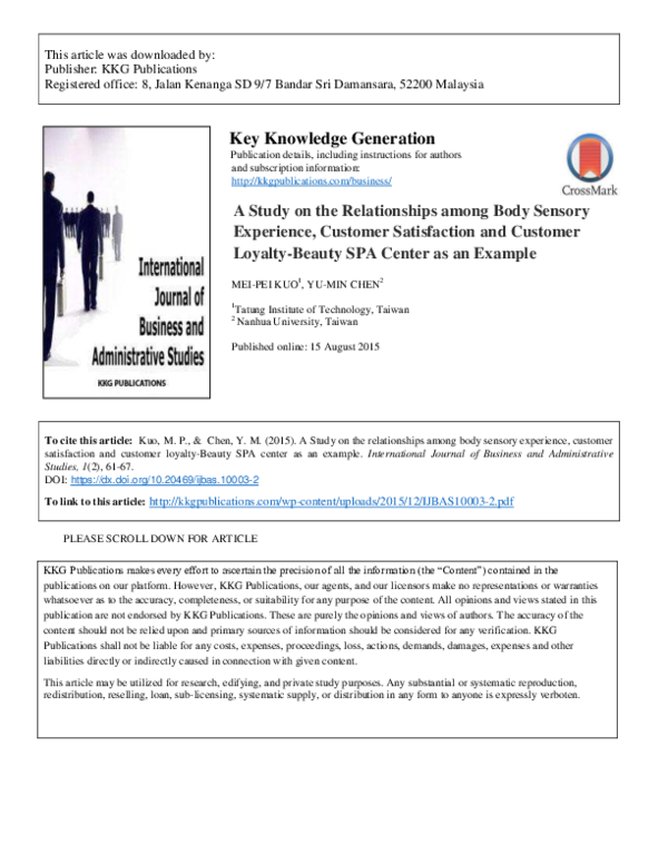 (PDF) A Study on the Relationships among Body Sensory Experience ...