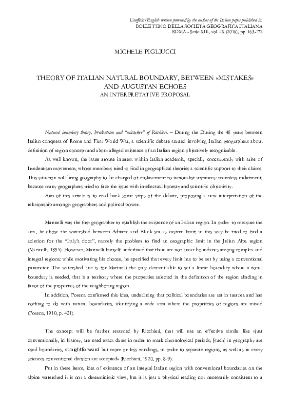 (PDF) Theory of Italian Natural Boundary, between «mistakes» and ...