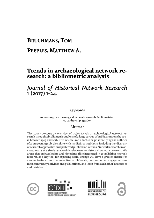 (PDF) Trends in archaeological network research: a bibliometric analysis