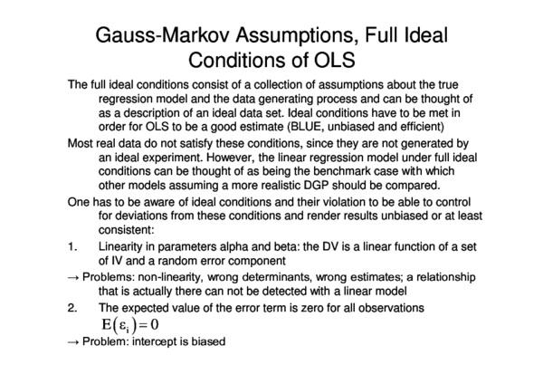 (PDF) Gauss-Markov Assumptions, Full Ideal Conditions of OLS