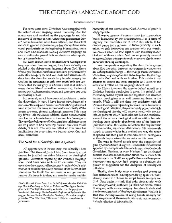 (PDF) The Church's Language About God