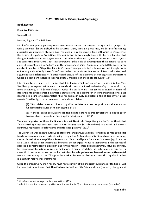 Steven Horst - Cognitive Pluralism