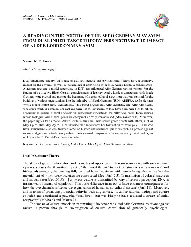 (PDF) A READING IN THE POETRY OF THE AFRO-GERMAN MAY AYIM FROM DUAL ...