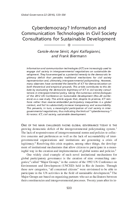 (PDF) Cyber-democracy? Information and Communication Technologies in ...