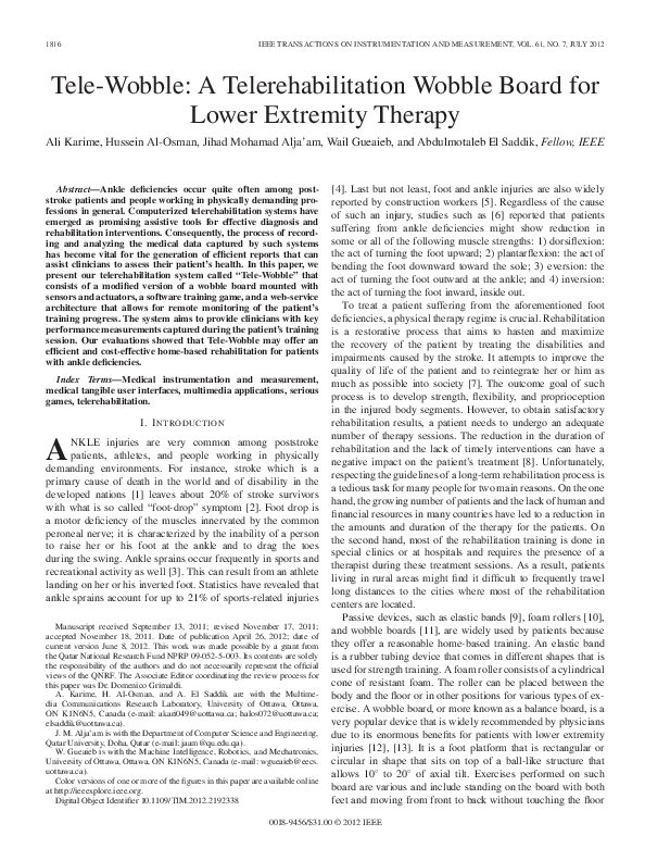 (PDF) Tele-Wobble: A Telerehabilitation Wobble Board for Lower ...