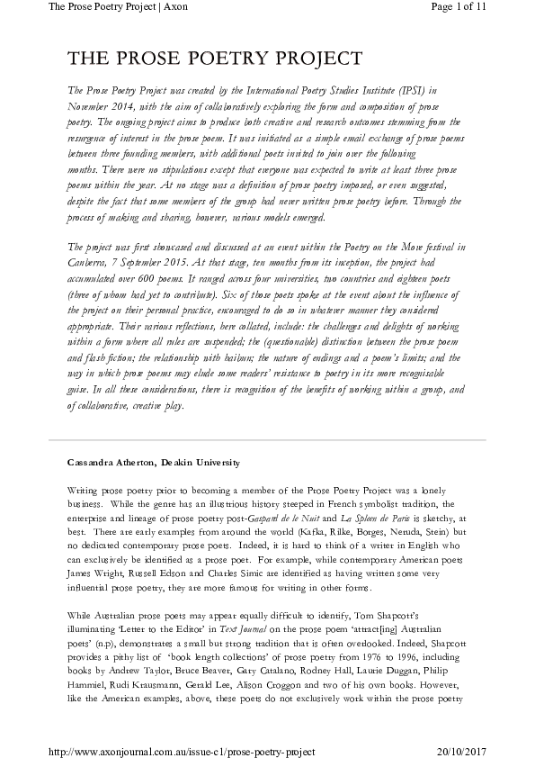 (PDF) The Prose Poetry Project