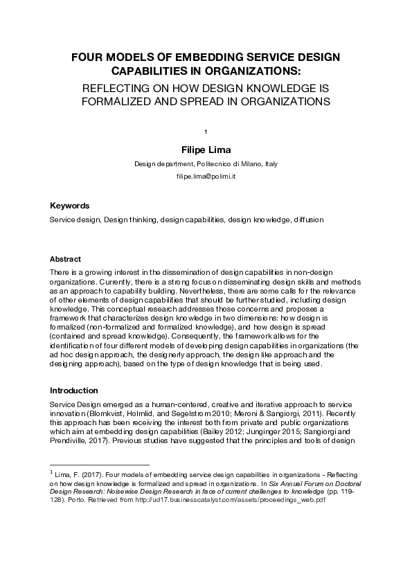 (PDF) Four models of embedding service design capabilities in ...