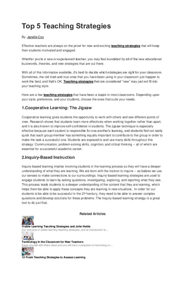 (DOC) Top 5 Teaching Strategies