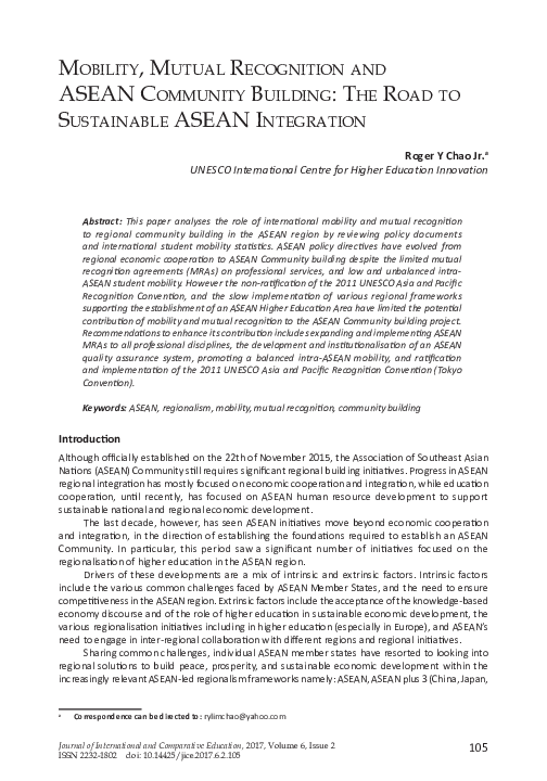 (PDF) Mobility, Mutual Recognition and ASEAN Community building: the ...
