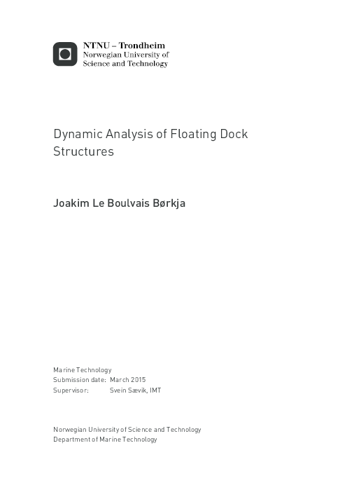 Pdf Dynamic Analysis Of Floating Dock Structures