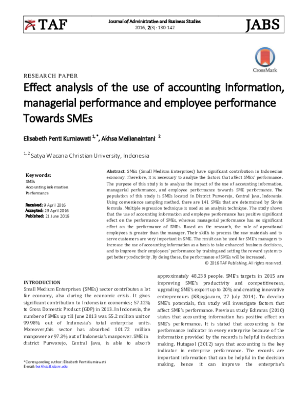 (PDF) Effect analysis of the use of accounting information, managerial performance and employee ...