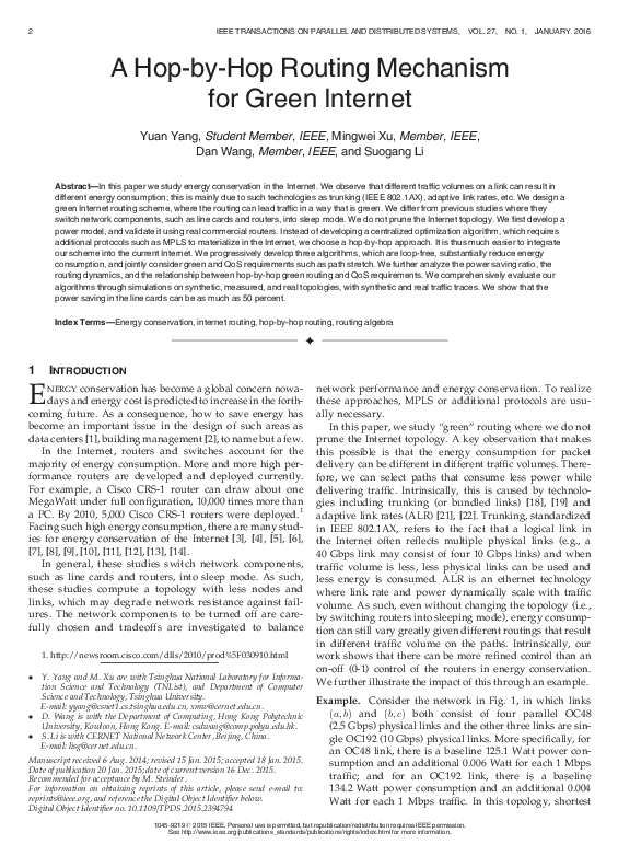 (PDF) A Hop-by-Hop Routing Mechanism for Green Internet