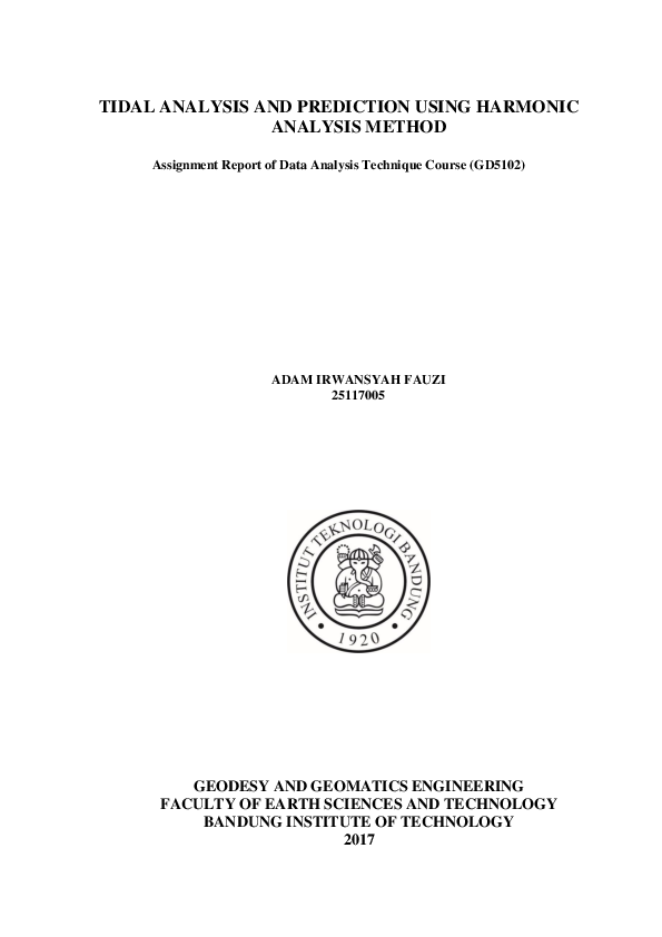 (PDF) TIDAL ANALYSIS AND PREDICTION USING HARMONIC ANALYSIS METHOD (Matlab)