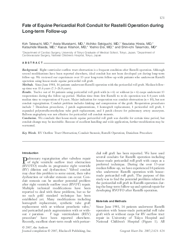 (PDF) Fate of Equine Pericardial Roll Conduit for Rastelli Operation ...