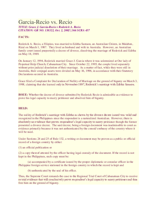 (DOC) Garcia-Recio vs. Recio