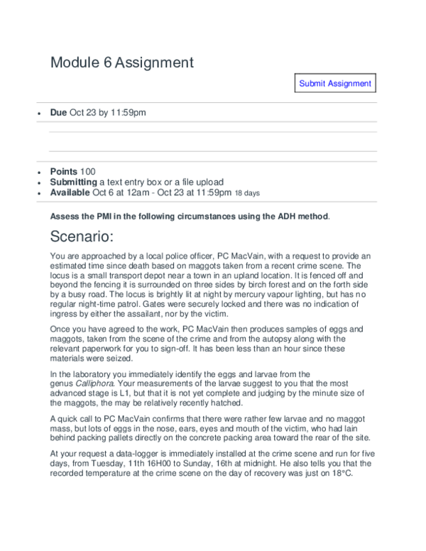 (DOC) Module 6 Assignment Ento