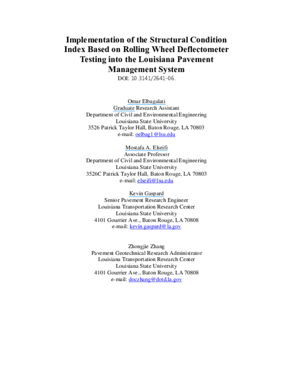 (PDF) Implementation of the Structural Condition Index Based on Rolling ...