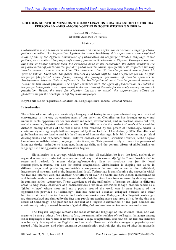 (PDF) The African Symposium: An online journal of the African ...