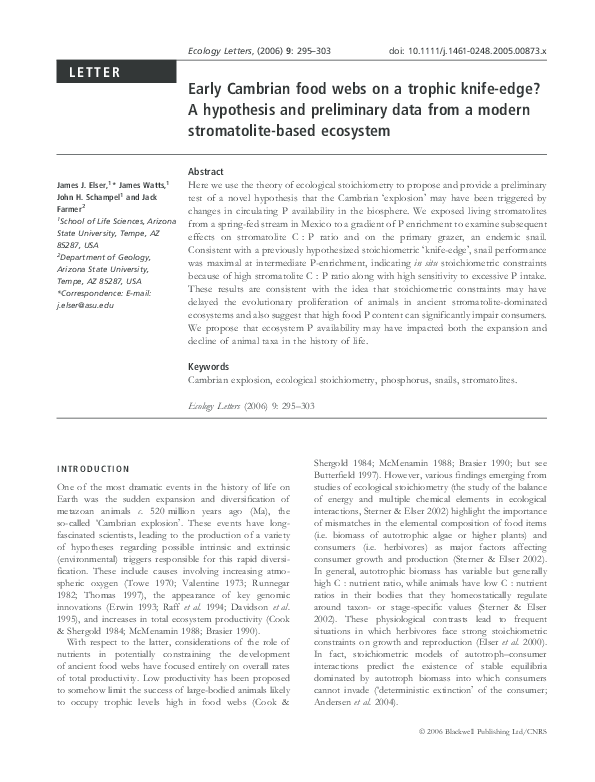 (PDF) Early Cambrian food webs on a trophic knife-edge? A hypothesis ...