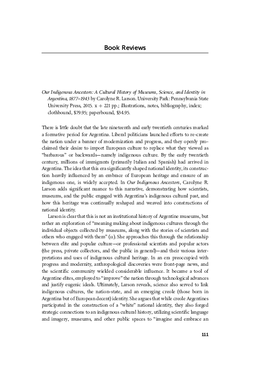 (PDF) Book Review, Our Indigenous Ancestors: A Cultural History of ...