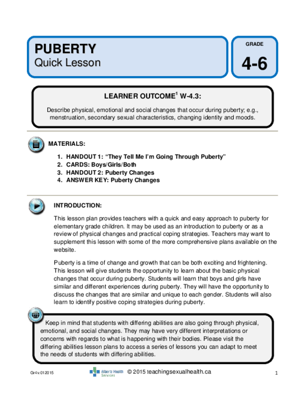 (PDF) Elementary Puberty Quick Lesson
