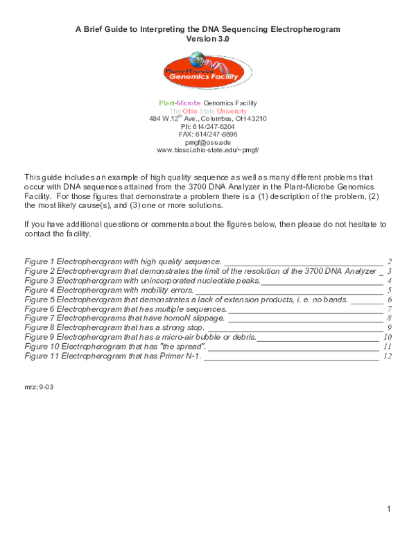 (PDF) A Brief Guide to Interpreting the DNA Sequencing Electropherogram ...